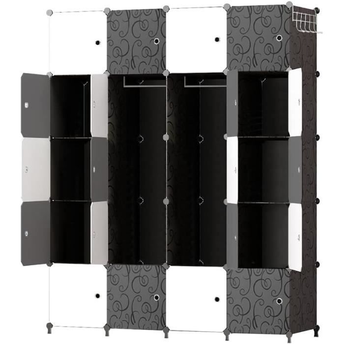 Armoire Penderie 20 Cube Portable Étagère De Rangement, Profond Garde-Robe De Rangement Avec 3 ...