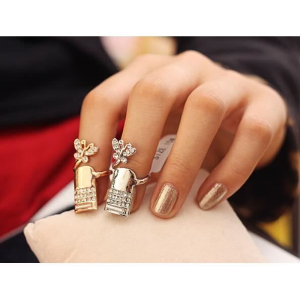 Bague en argent plaqué avec strass et charm papillon pour femme de la ...