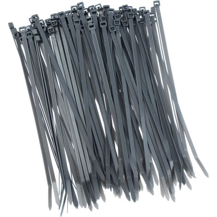 Lot de 100 serre-câbles 200 mm x 2,5 mm pour filet d'ombrage, clôture ...