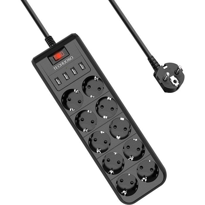 Multiprise Electrique (16A-4000W) Multiprise 10 Prises avec 4 Ports USB ...