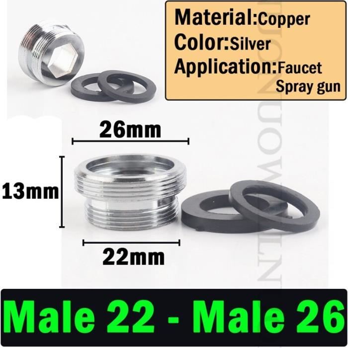 Accessoires robinet de cuisine,Connecteur fileté M22 à M20 M18 M28 en acier inoxydable, Joints ...