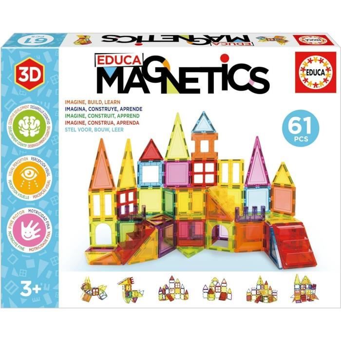 Jeu éducatif - EDUCA Magnetics - Construction 3D magnétique avec 61 ...