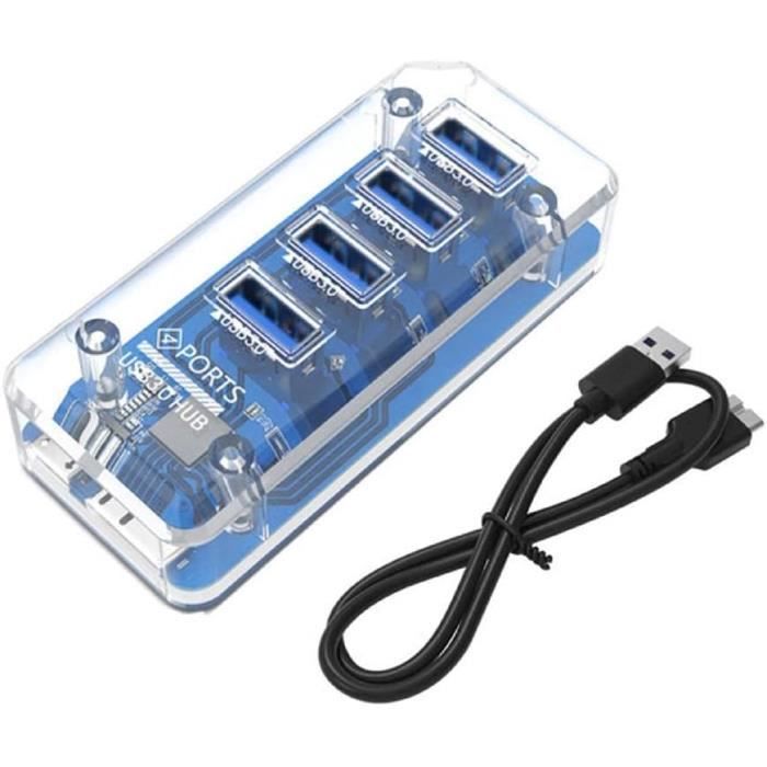 Hub Usb C Transparent 4 Ports D'Extension Avec Alimentation Usb3.0 5 ...