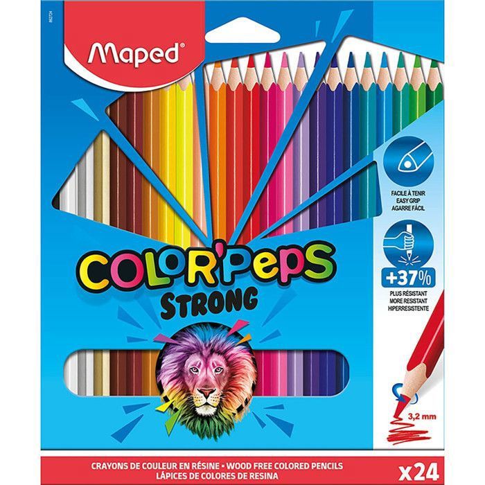 Crayons de Couleur - Maped - STRONG Color'Peps - 24 Crayons - Ultra ...