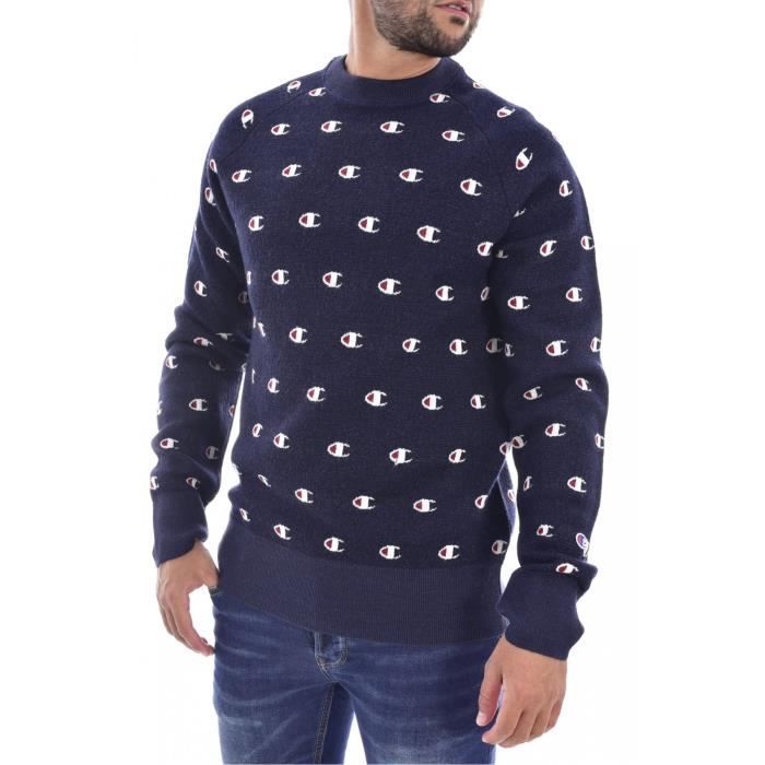Pull laine print logos - Champion - Homme Bleu - Cdiscount Prêt-à-Porter