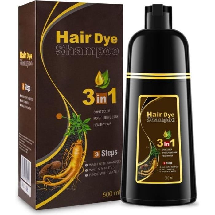 Shampoing colorant Marron, 500ml Shampooing Teinture Instantanée pour ...