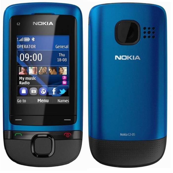 Téléphone portable NOKIA C2-05 Bleu - Clapet escamotable - Appareil ...
