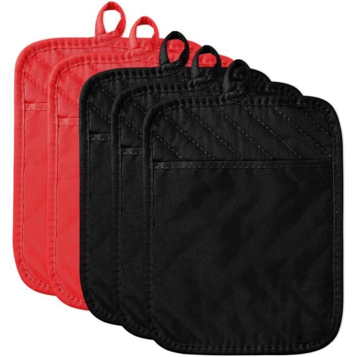 Lot De 5 Maniques Avec Poche Pour Cuisine En Coton Carré Pour Cuisine ...