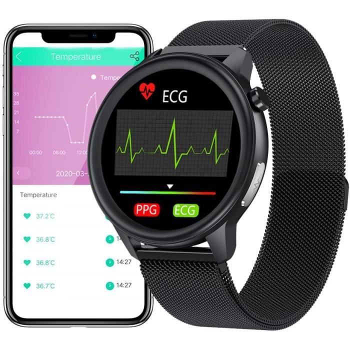 Montre Connectée Température Corporelle, Ecg Smartwatch Homme Avec ...