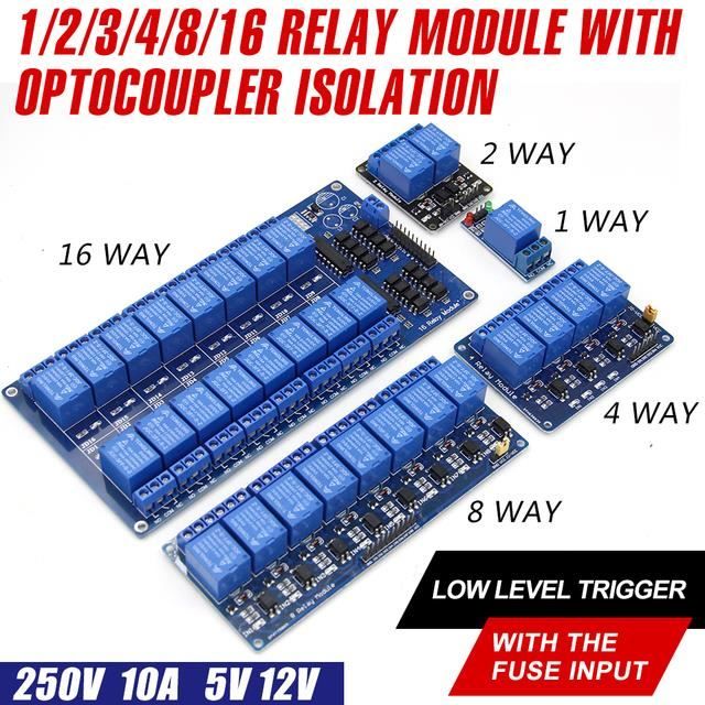 Circuits intégrés,6 WAY 12V Relay--Module De Relais 5v 12v 1 2 4 6 8 ...