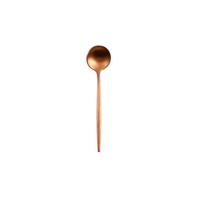 MENAGERE,coffee spoon--Ensemble de couverts en or Rose, couteaux à ...