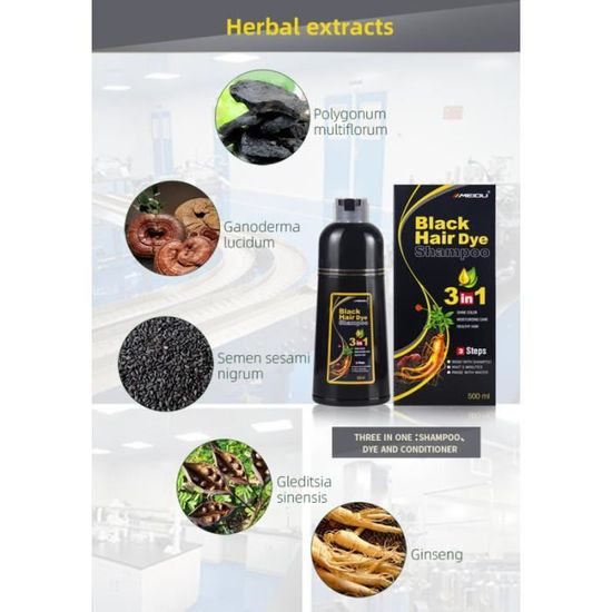 Shampoing colorant Marron, 500ml Shampooing Teinture Instantanée pour ...