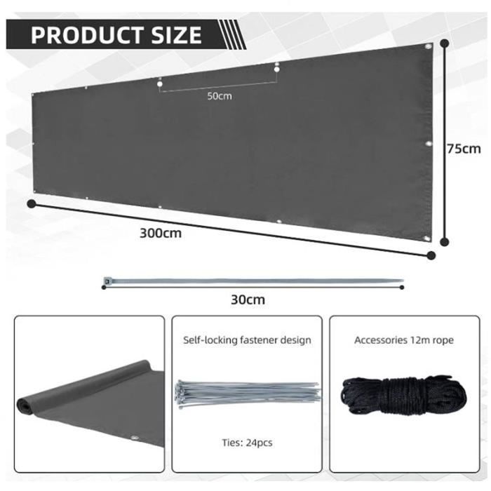 CLOTURE - GRILLAGE - PANNEAU Brise Vue pour Balcon avec Oeillets et ...