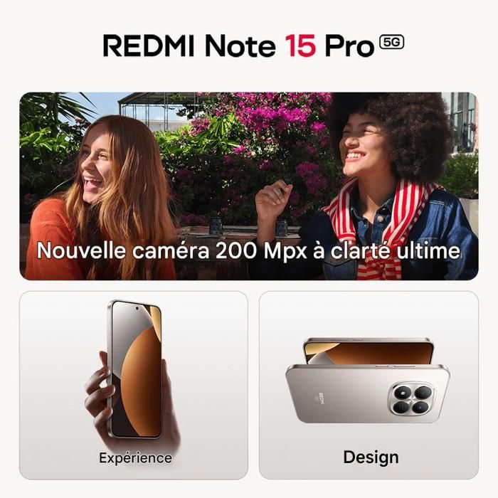 Xiaomi Redmi Note 15 Pro 5G 8GB + 256GB Smartphone, Couleur: Gris ...