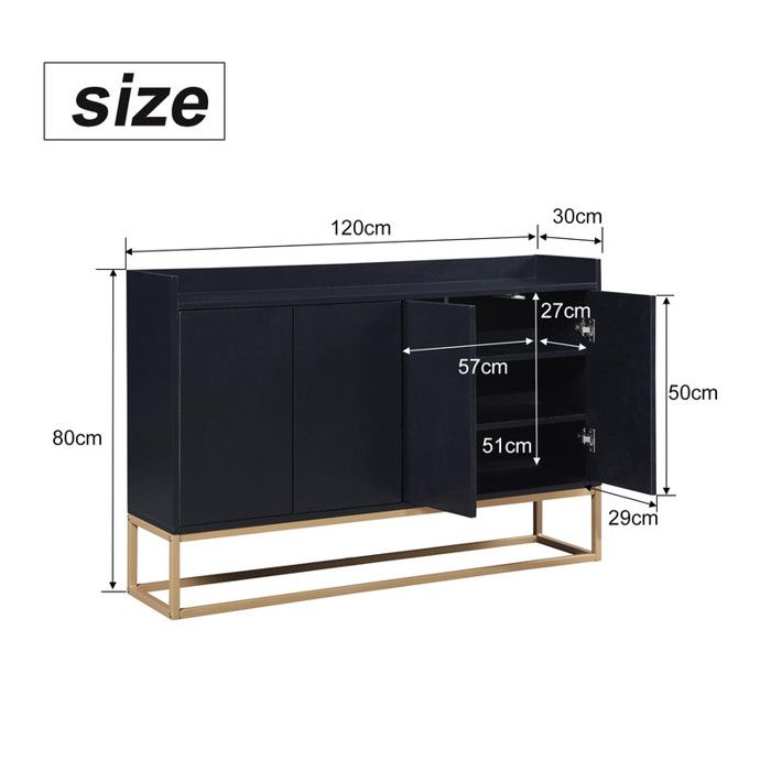 Buffet Noir Moderne avec Étagères Réglables,UTTQEW,Meuble de Salle à ...