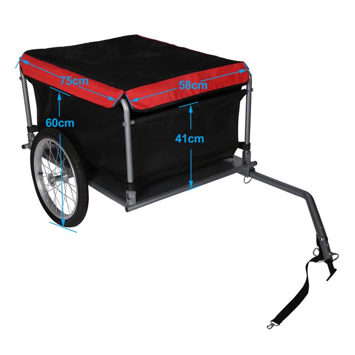 Wiltec Remorque pour vélo 65 kg max., 1350 x 600 x 580 mm, Timon ...