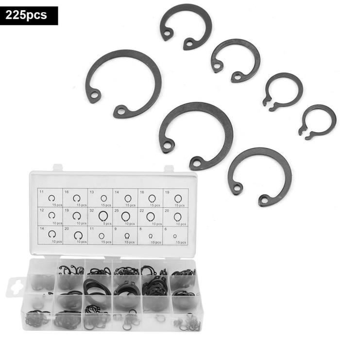 Anneau élastique, 225pcs Anneau de retenue interne et externe Snap ...