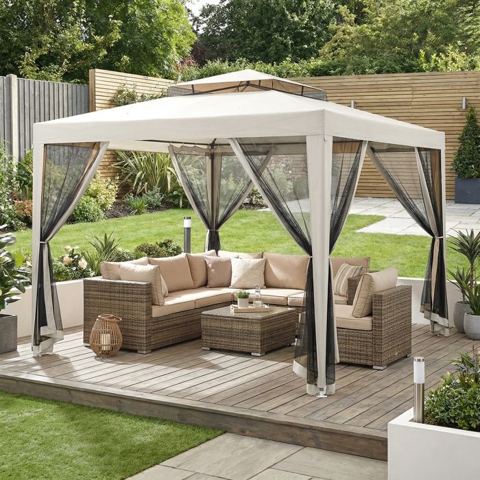 Tonnelle barnum de jardin 3 x 3 m avec 4 moustiquaires amovibles ...