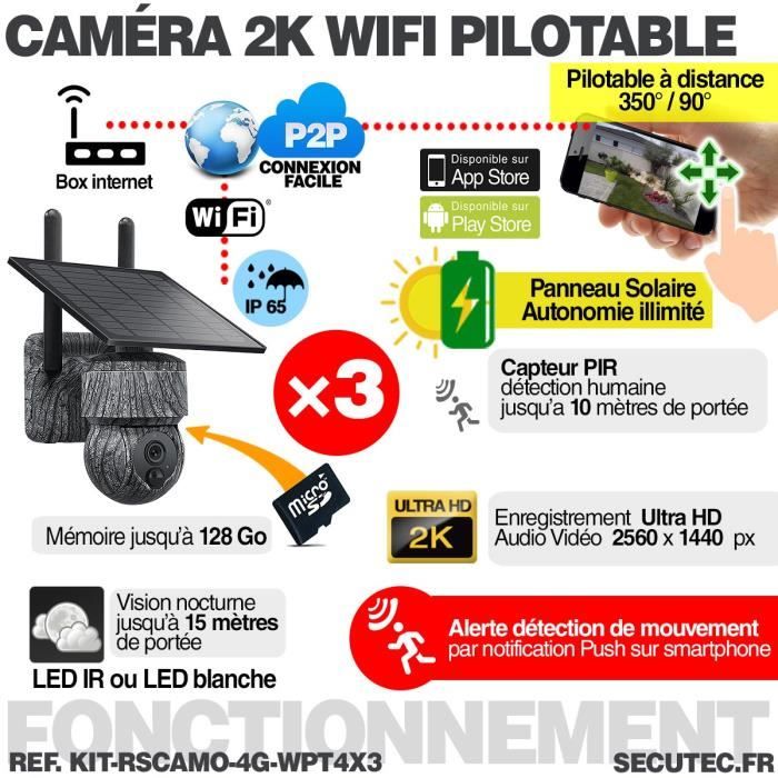Kit vidéosurveillance camouflage 3G 4G autonome avec 3 caméras solaires ...