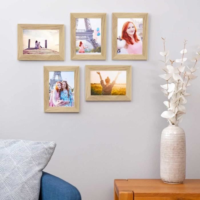 Cadre Photo - PHOTOLINI - Chêne - 13x18 cm - Lot de 10 - Verre ...