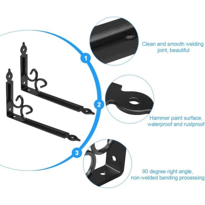 4 Pcs Équerre Étagère en Fer Forgé Supports d'Étagère Equerre Tablette ...