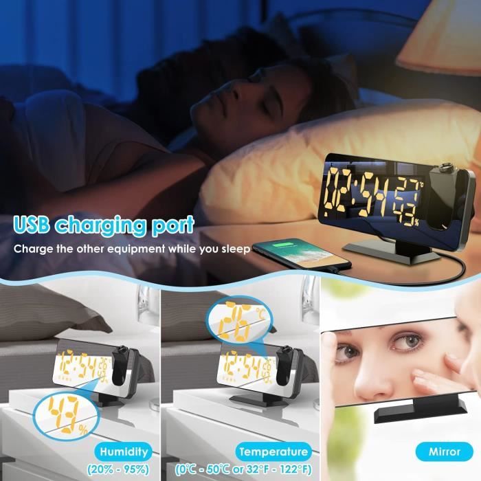 Ehskzjh Radio Réveil Projecteur Plafond Reveil Projecteur Avec Radio ...