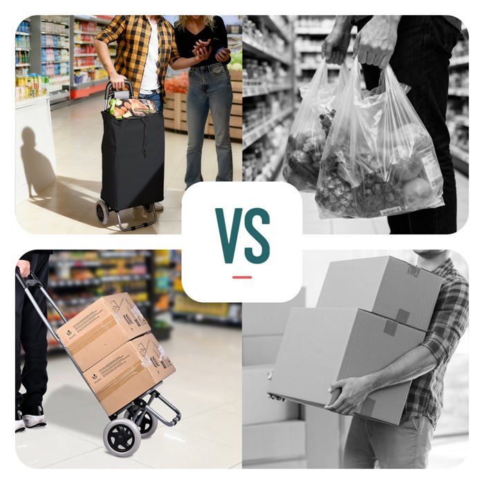 VOUNOT® Chariot de courses 2 en 1 pliable 59L - caddie et diable - sac ...