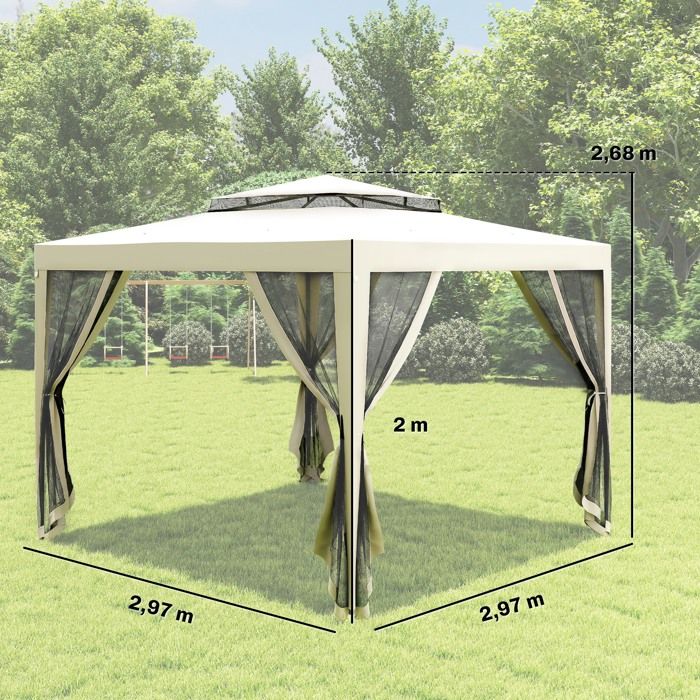 Tonnelle barnum de jardin 3 x 3 m avec 4 moustiquaires amovibles ...