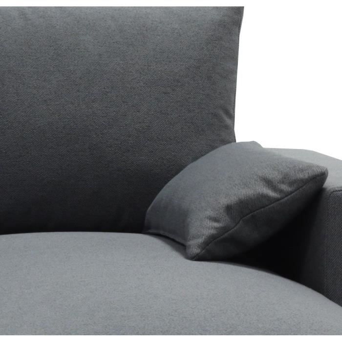 Canapé d'angle convertible - MORGAN - 3 places - Anthracite avec coffre ...