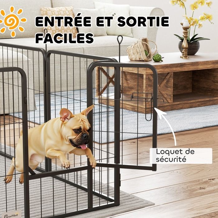 Parc pour chien - PawHut - 12 panneaux modulable et pliable - avec 2 ...