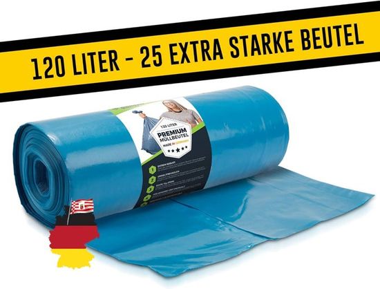 Bleu Bleu Sacs à ordures extra-solides 120 litres STRONG & Tear-proof ...