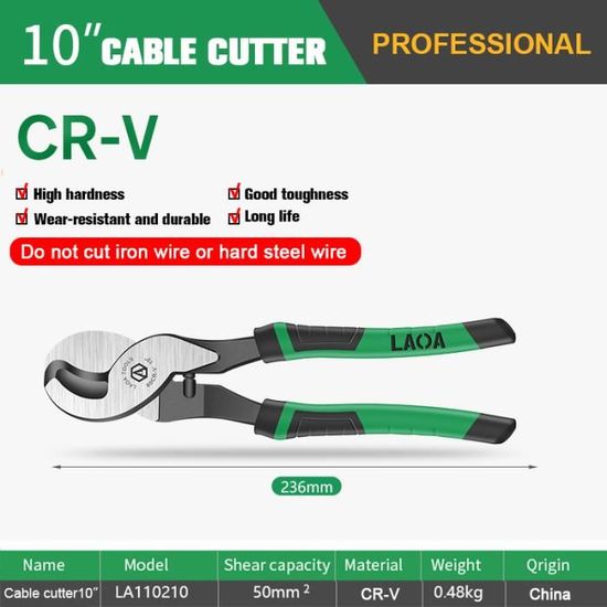 Coupe câble électrique multifonction CR V - 10 pouces LA110210 - Vert ...