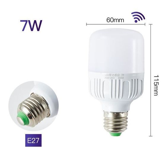Ampoule,7W 220V--lampe LED à capteur de mouvement automatique, 220V ...