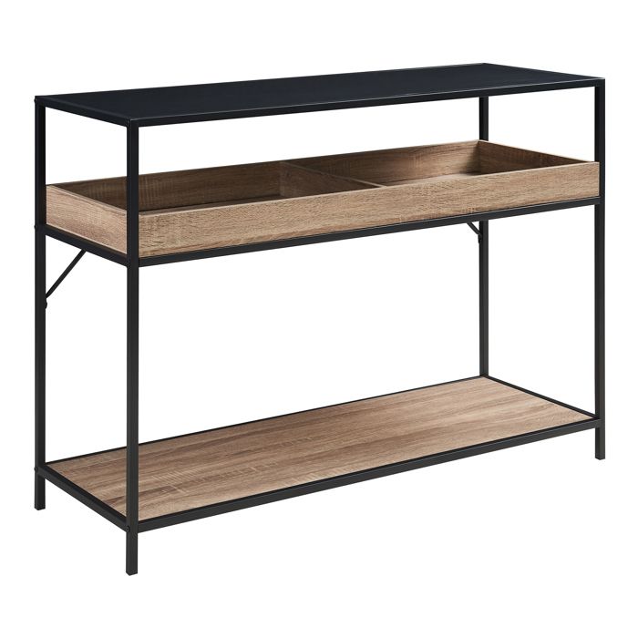 Table console Belana 110 x 40 x 80 cm noir effet chêne - Cdiscount Maison