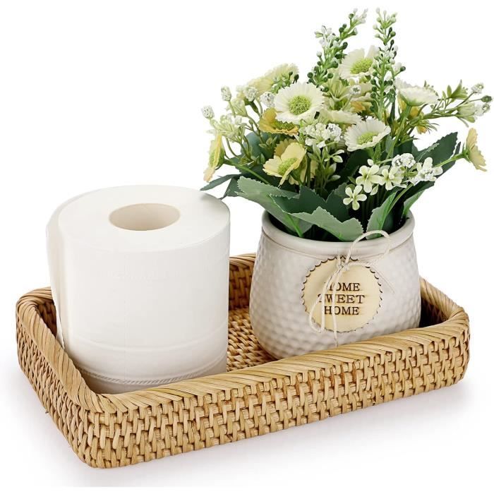 Plateau De Service Rotin Plateau De Rangement Rectangulaire 25Cm Panier ...