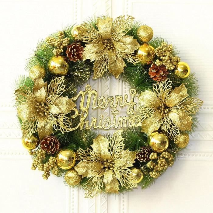 Couronne De Noël De 50,8 Cm, Boule De Pin Artificielle Dorée Avec ...