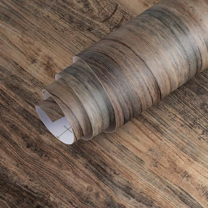 Papier peint autocollant en vinyle imperméable à l'eau en bois gris ...