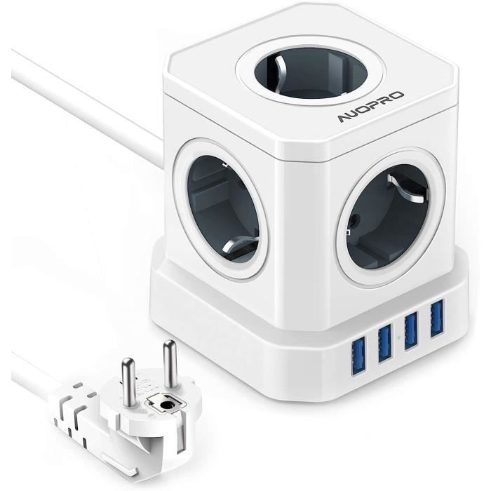 Multiprise USB Cube, Multiprise Electrique avec 5 Prises (2500W-10A) et ...