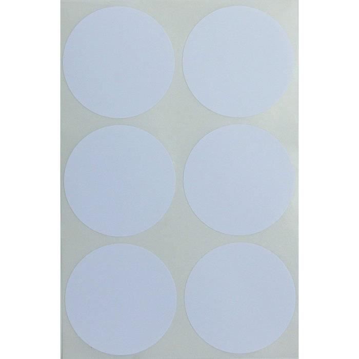 AJW-Gommettes Étiquettes Autocollantes Rondes Blanc Environ 5cm (50mm ...