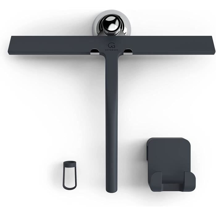 GÜTEWERK Raclette de Douche avec Support Ventouse 28 cm Noir raclette ...