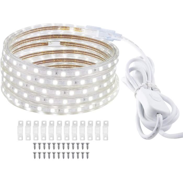 Ruban LED 6 Mètres avec Interrupteur, Bande LED Lumineux étanche IP65 ...