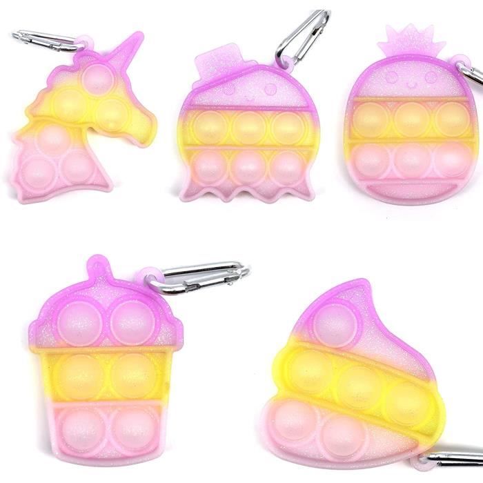 5 Pcs Mini Pop Fidget Simple Dimple ToyMini Push Pop Keychain Fidget ...