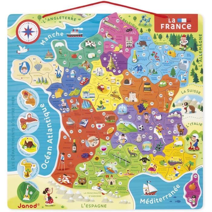 Puzzle Carte De France Magnétique - 93 Pièces Aimantées - Puzzle Enfant ...