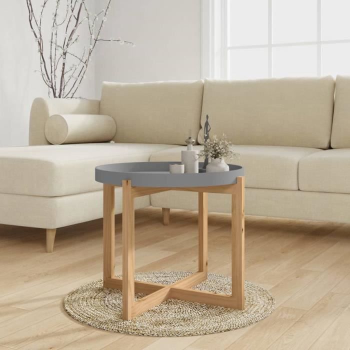 ETO- Table basse Gris 53x53x43,5 cm Bois d'ingénierie et pin massif ...