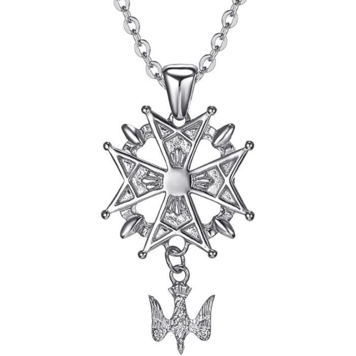 Pendentif Collier Homme Médaille Croix Huguenote Protestant Acier 316L ...
