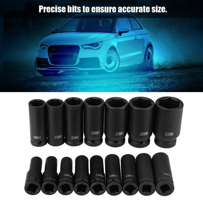 Garosa Embout hexagonal Douilles à Choc Hexagonale, 16 Pièces 1/2 Pouce Jeu de Douilles à Impact ...