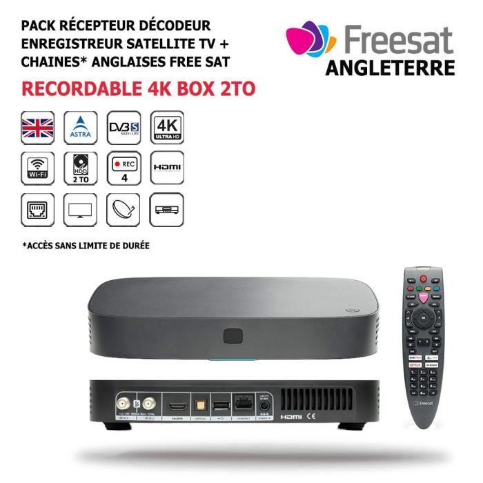 Récepteur décodeur enregistreur 4K TV Box - HD4K - TV Box 2To - Pack ...
