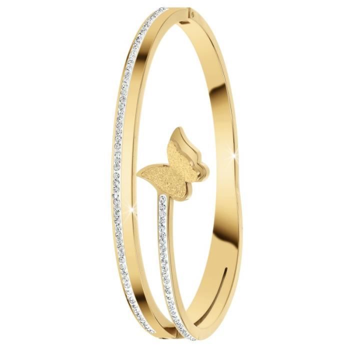 Bracelet papillon par SC Bohème orné de Cristaux scintillants Ton or ...