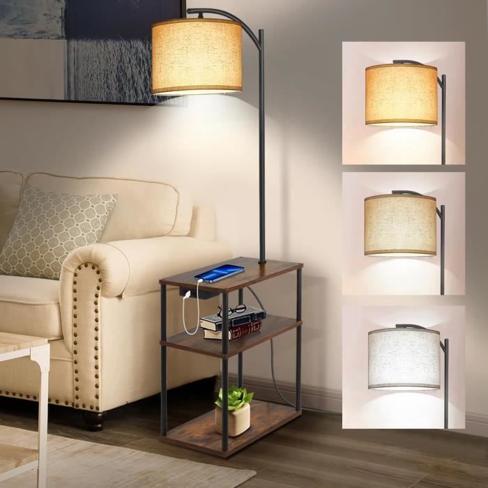 TONGLIN Lampadaire sur Pied Salon avec Table, Lampadaires avec Ports ...