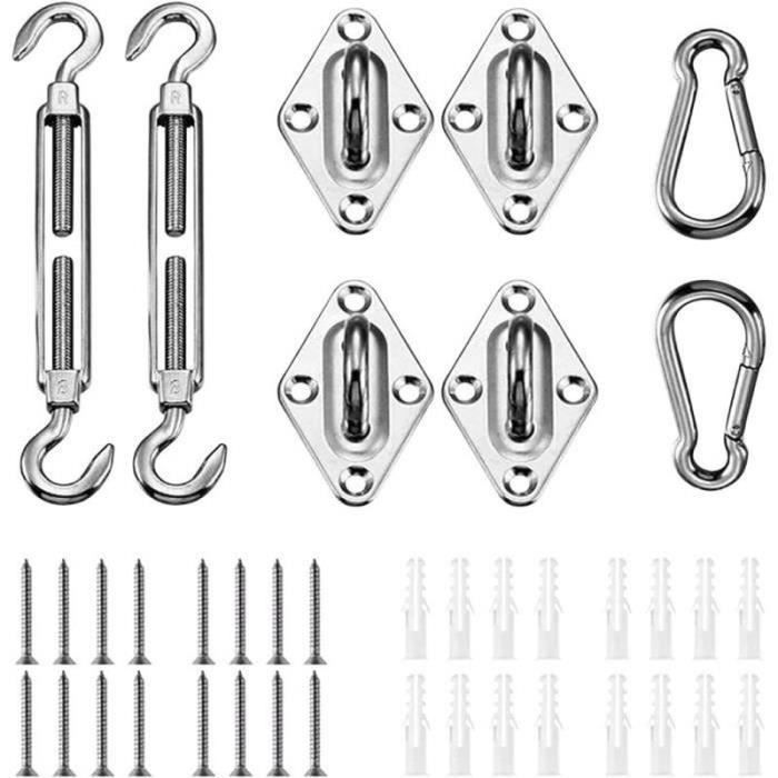 Kit de Fixation pour Voile d'ombrage Acier Inoxydable Kit Accessoires ...
